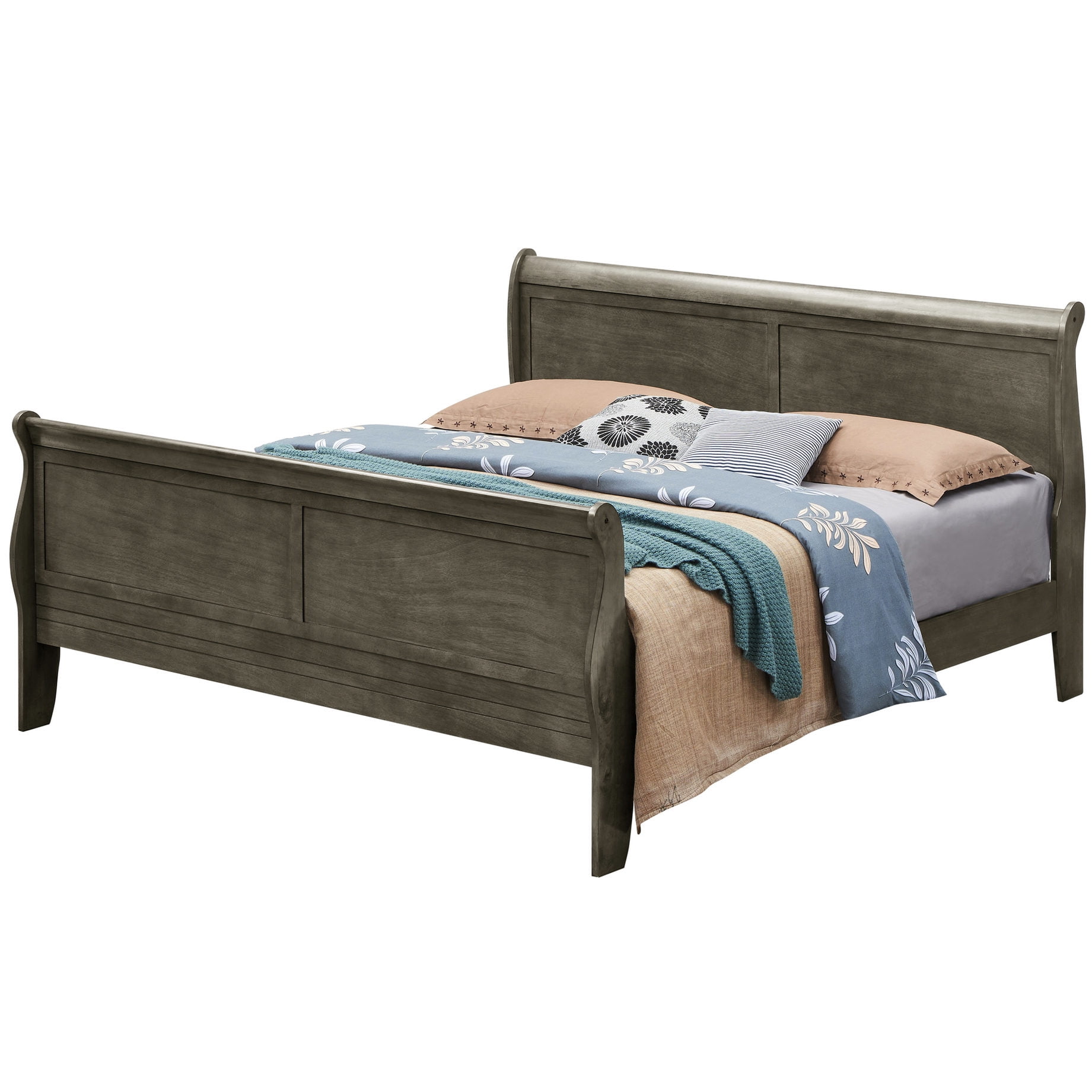 Gray Finish Full Bed Matching All Bedding - Perfect Bedroom Addition ...