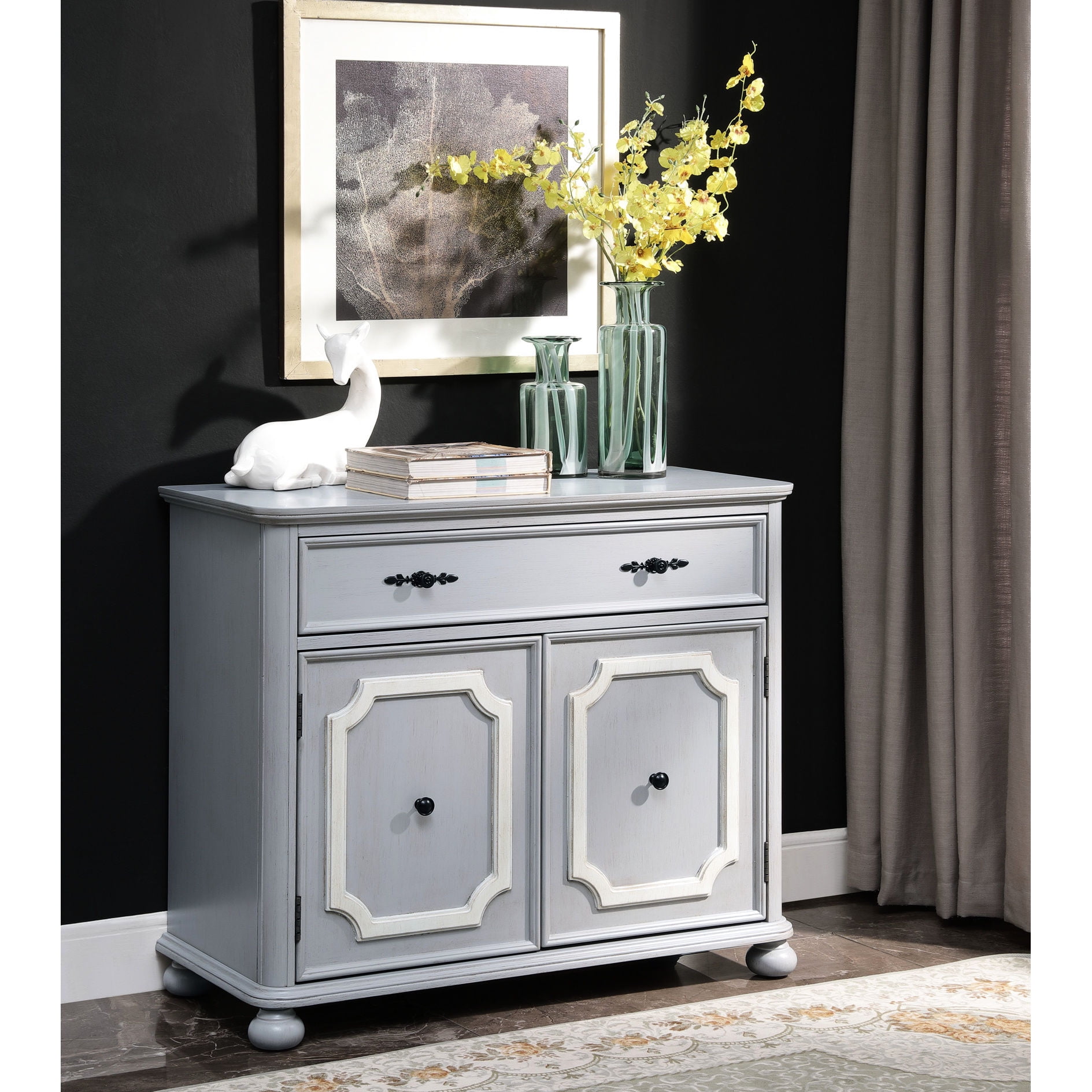Gray Finish KD Cabinet | 1 Drawer & 2 Doors for Storage | Made of MDF ...