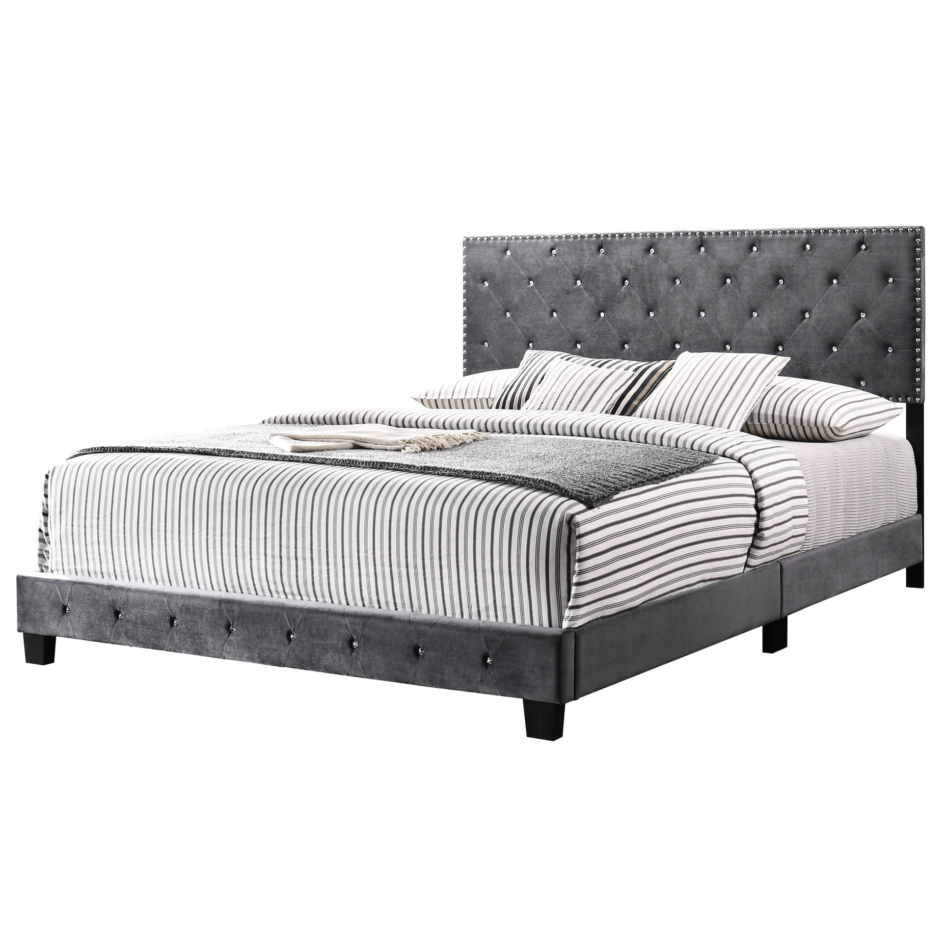 Gray Finish King Bed, 80" Depth - Adds Elegance to Modern Living ...