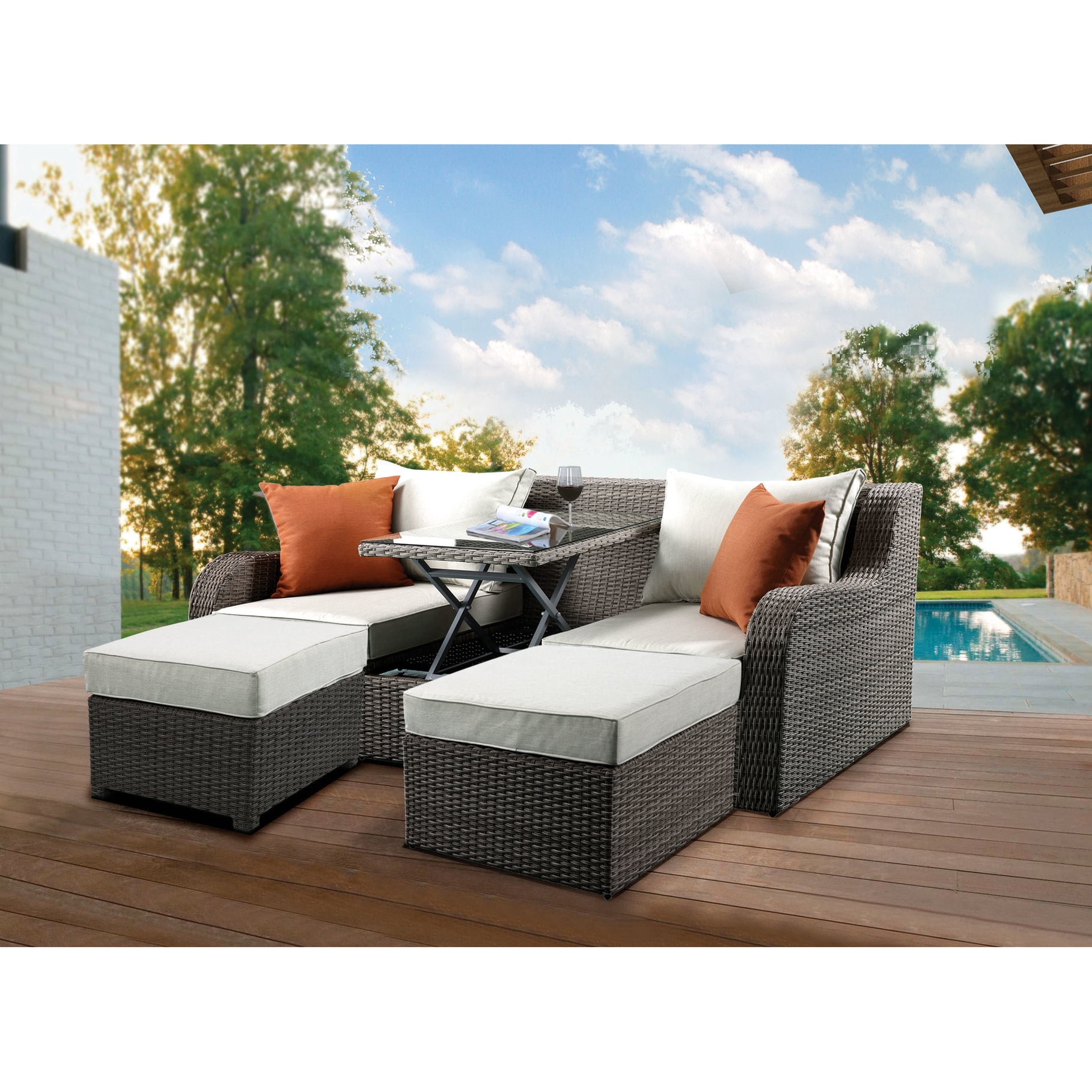 Gray Finish Wicker Beige Cushions Patio Decor Add Style To Your