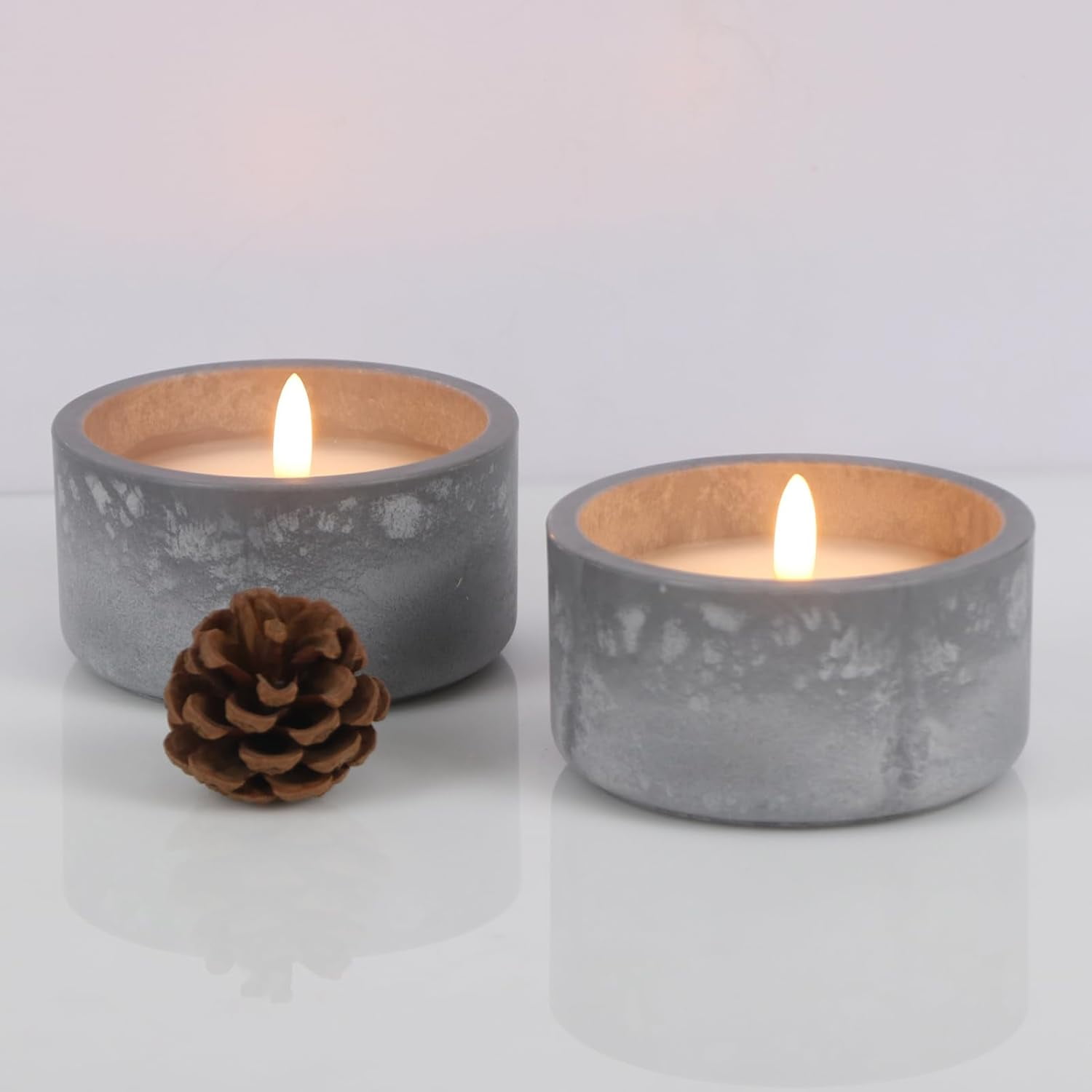 Gray Flameless Candles Flickering with Timer, Battery Operated LED ...