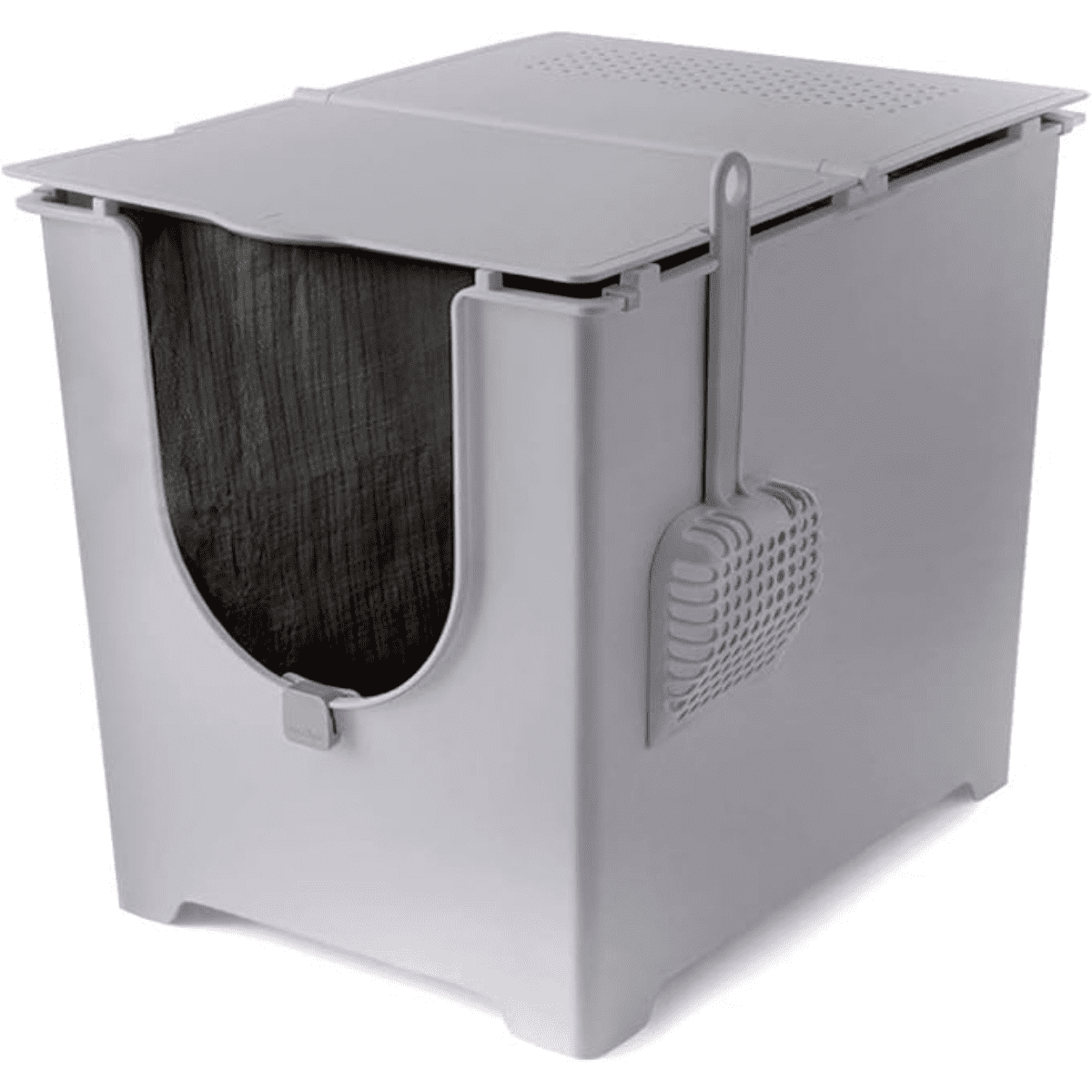 Gray Flip Litter Box, 3 Lid Positions, Tall Base/Reusable Liner ...