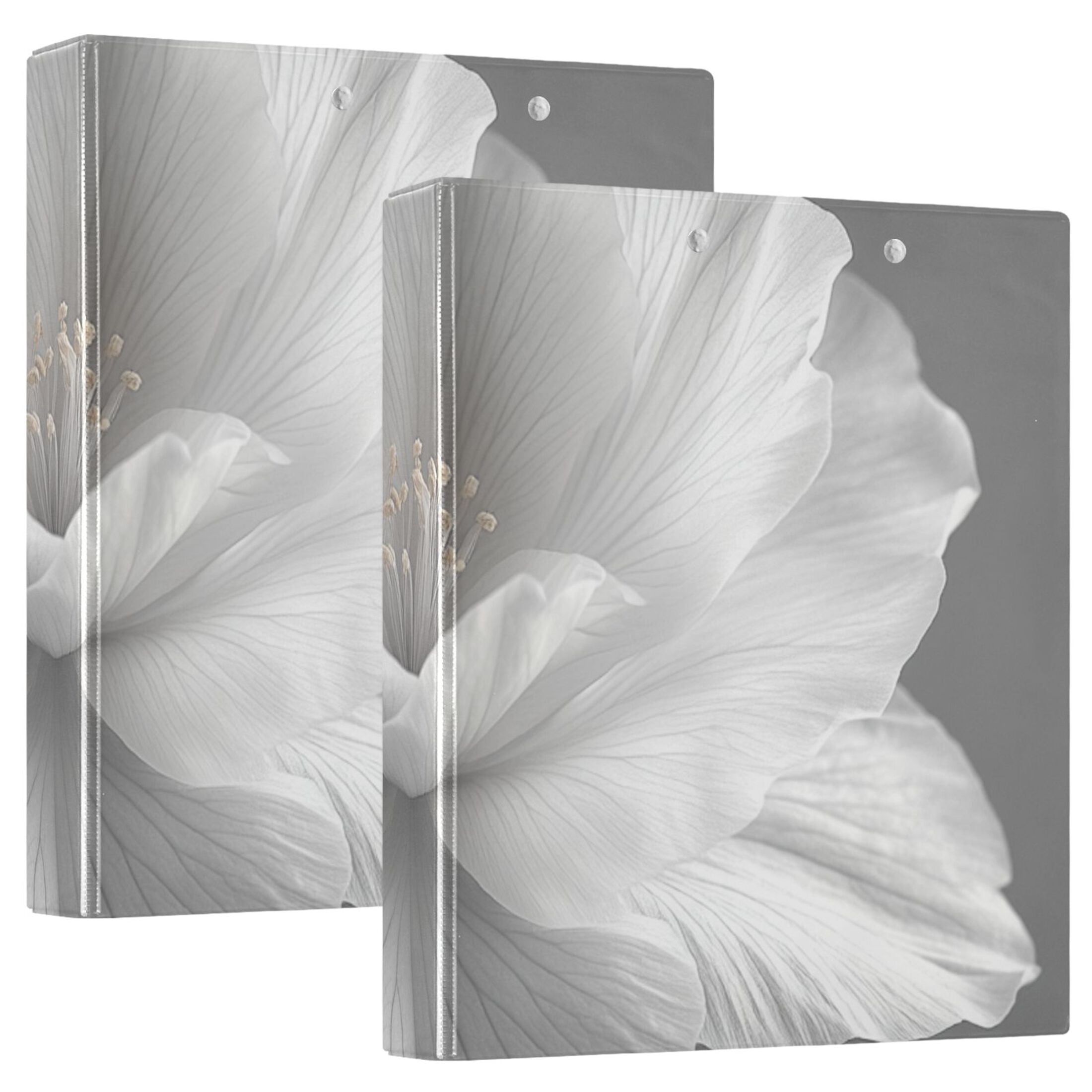 Gray Flower 3 Ring Binders 1.5 inch Hardcover File Folders with ...