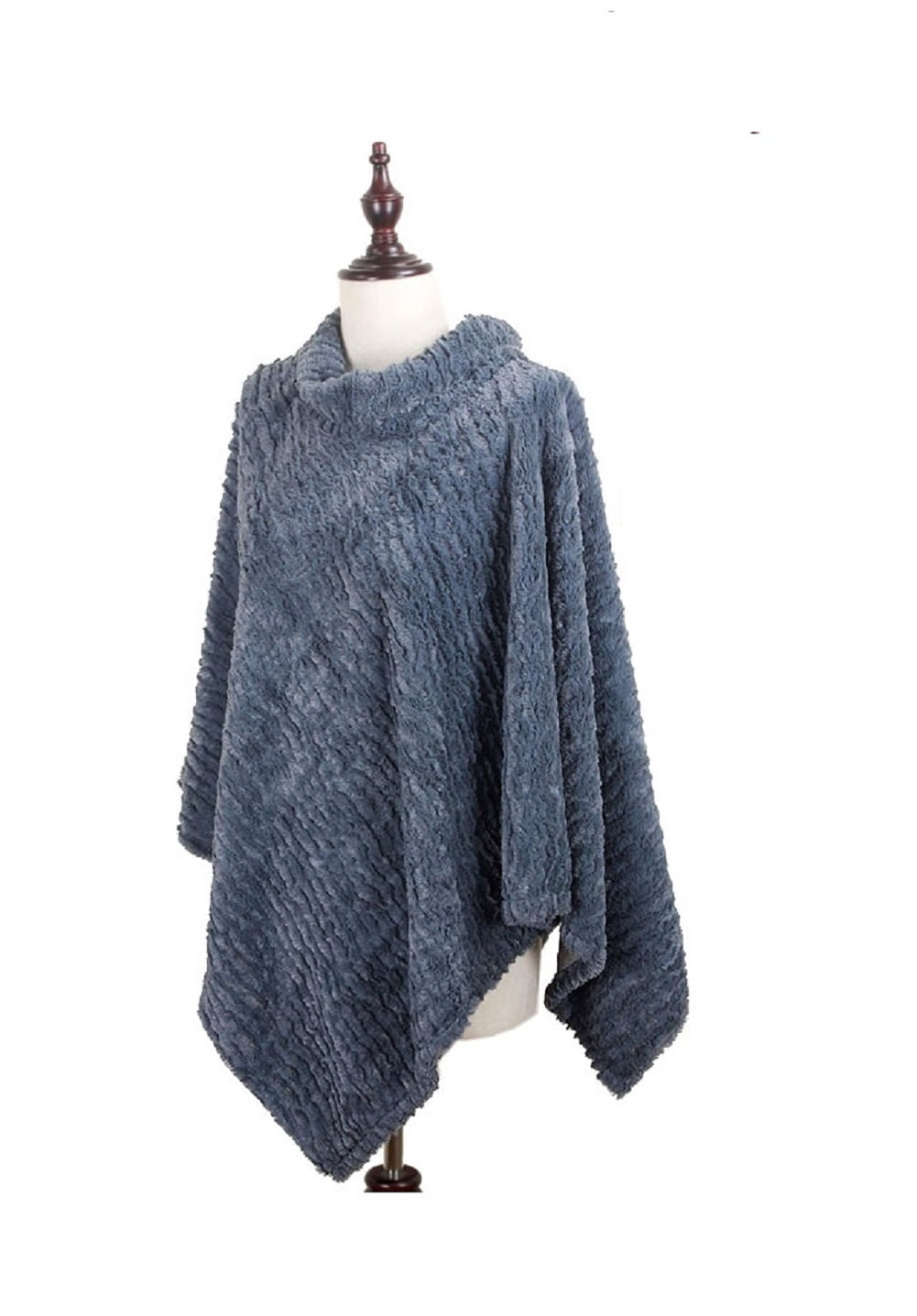 Gray Fluffy Winter Warm Poncho - Walmart.com