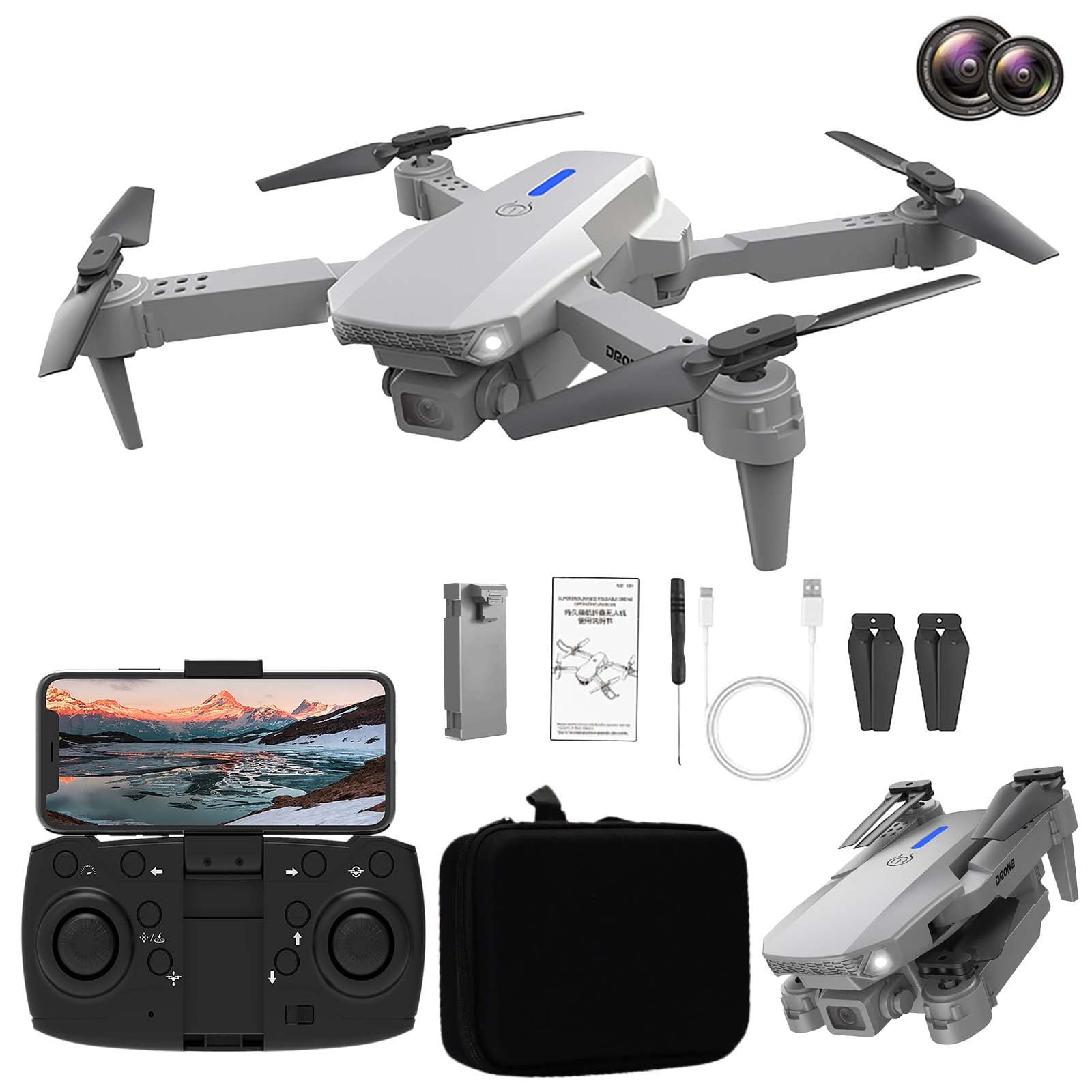 Gray Folding Drone With Camera Aerial Remote Control Uav Toy Quadcopter ...