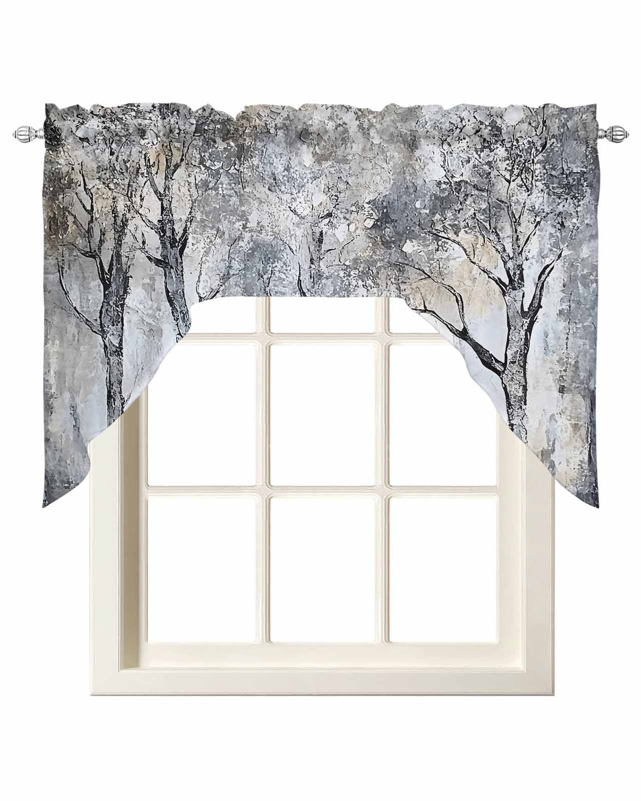 Gray Forest Kitchen Curtains Swag Valance for Windows/Bathroom/Cafe ...