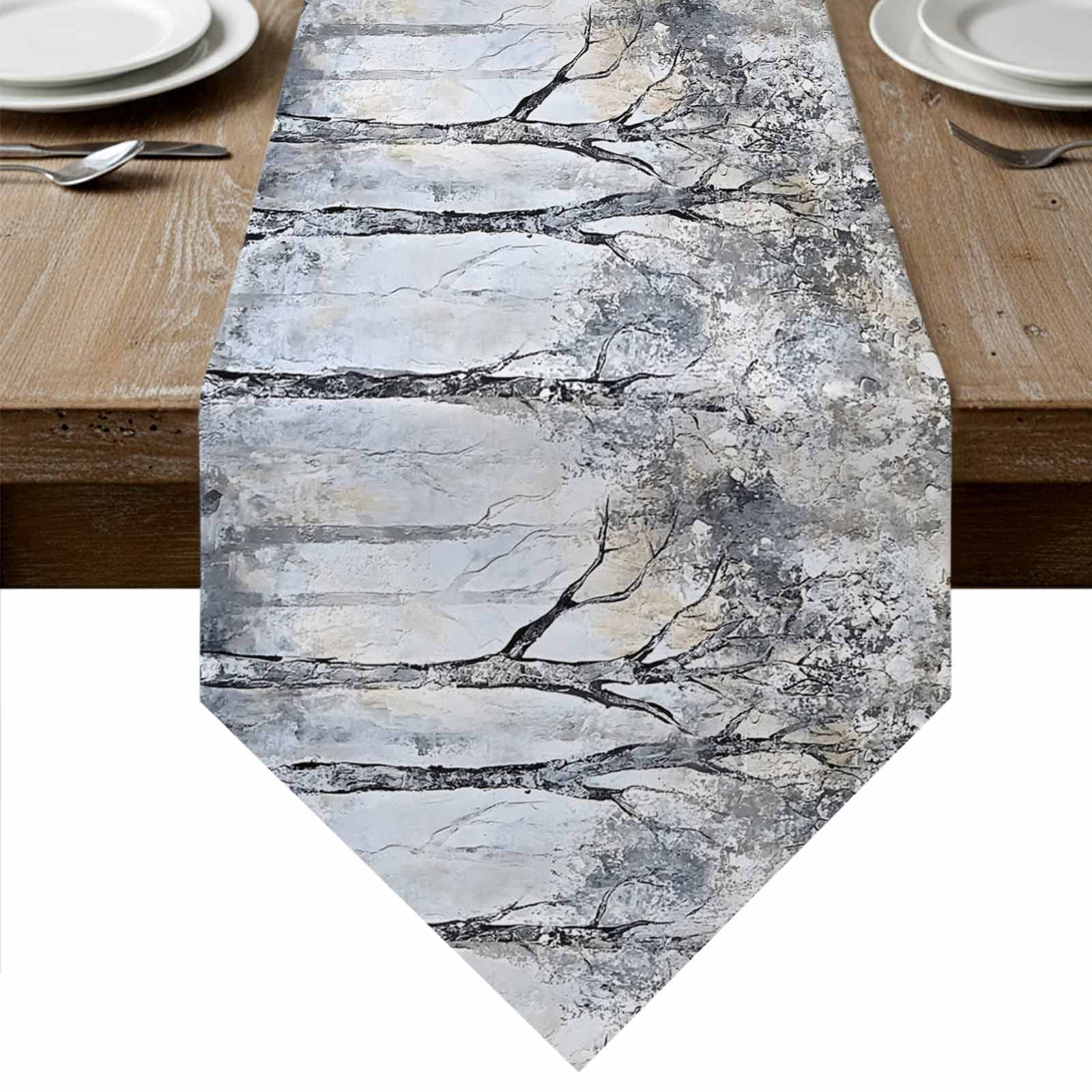 Gray Forest Table Runner Linen Burlap Table Runner 48 Inches Long ...