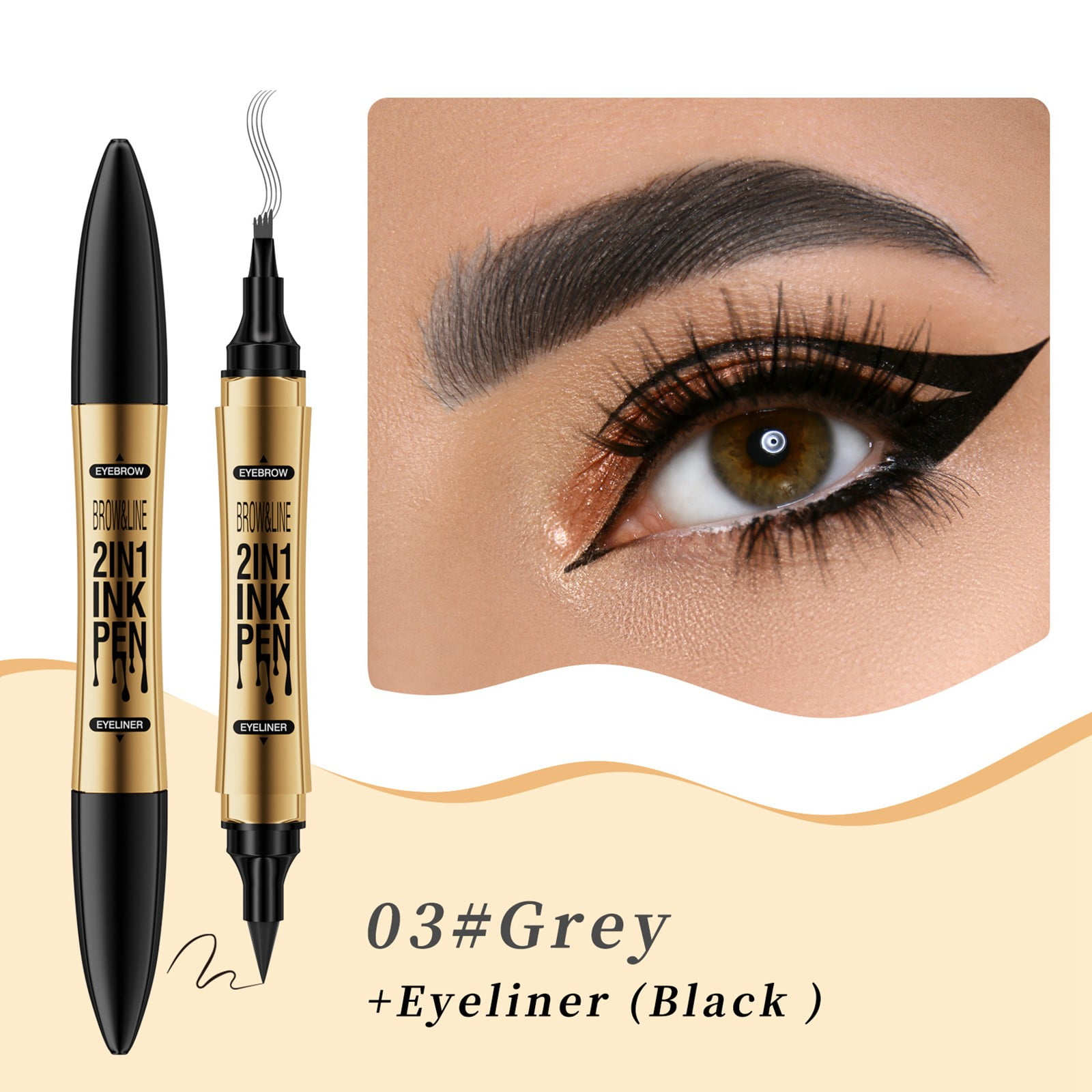 Gray Four Wild Eyebrows Without Smudging, Liquid Eyebrow Pencil ...