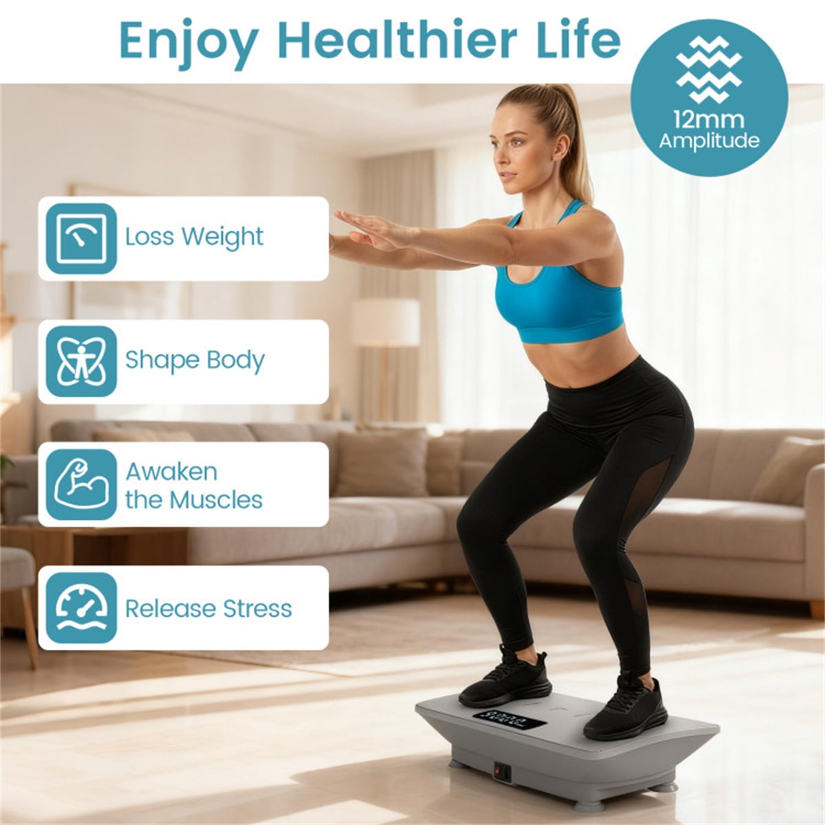 Gray Full Body Vibration Plate Exercise Machine, 10 Adjustable Speed ...