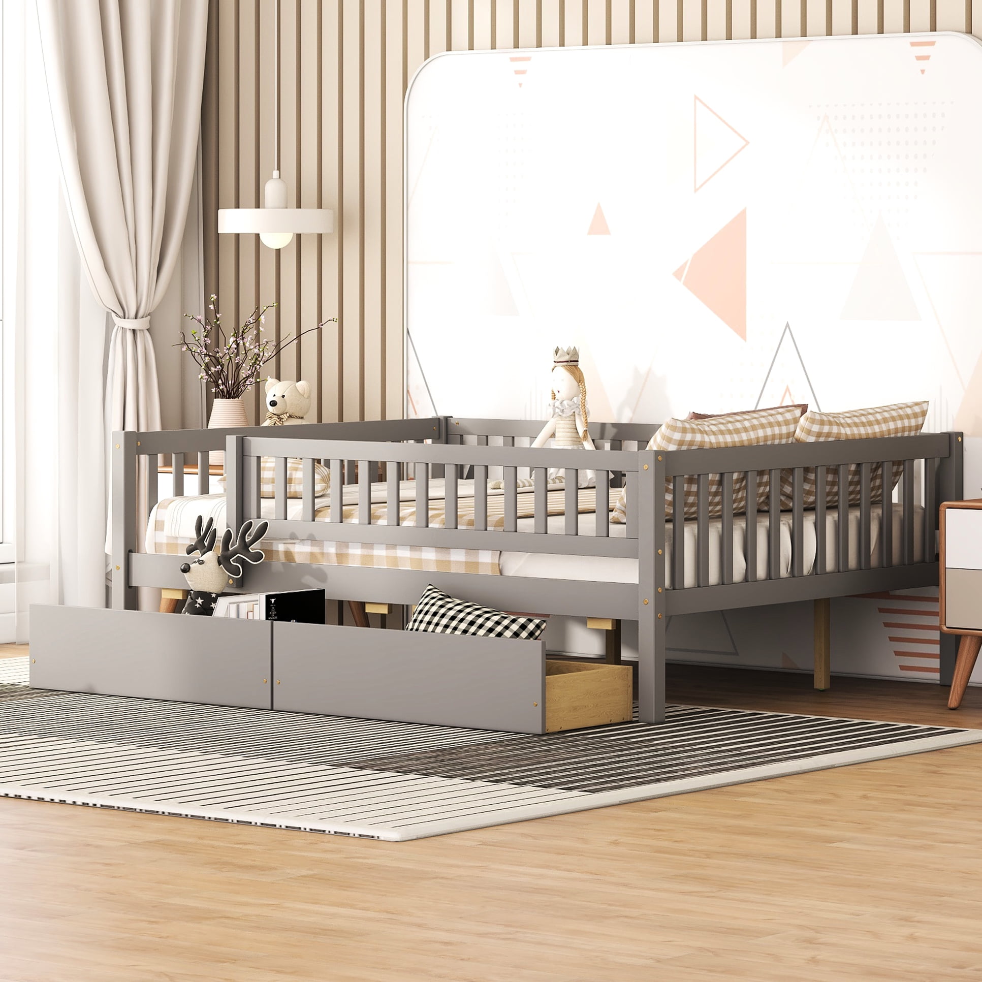 Gray Full Size Daybed With Two Drawers - Strong And Resilient ...