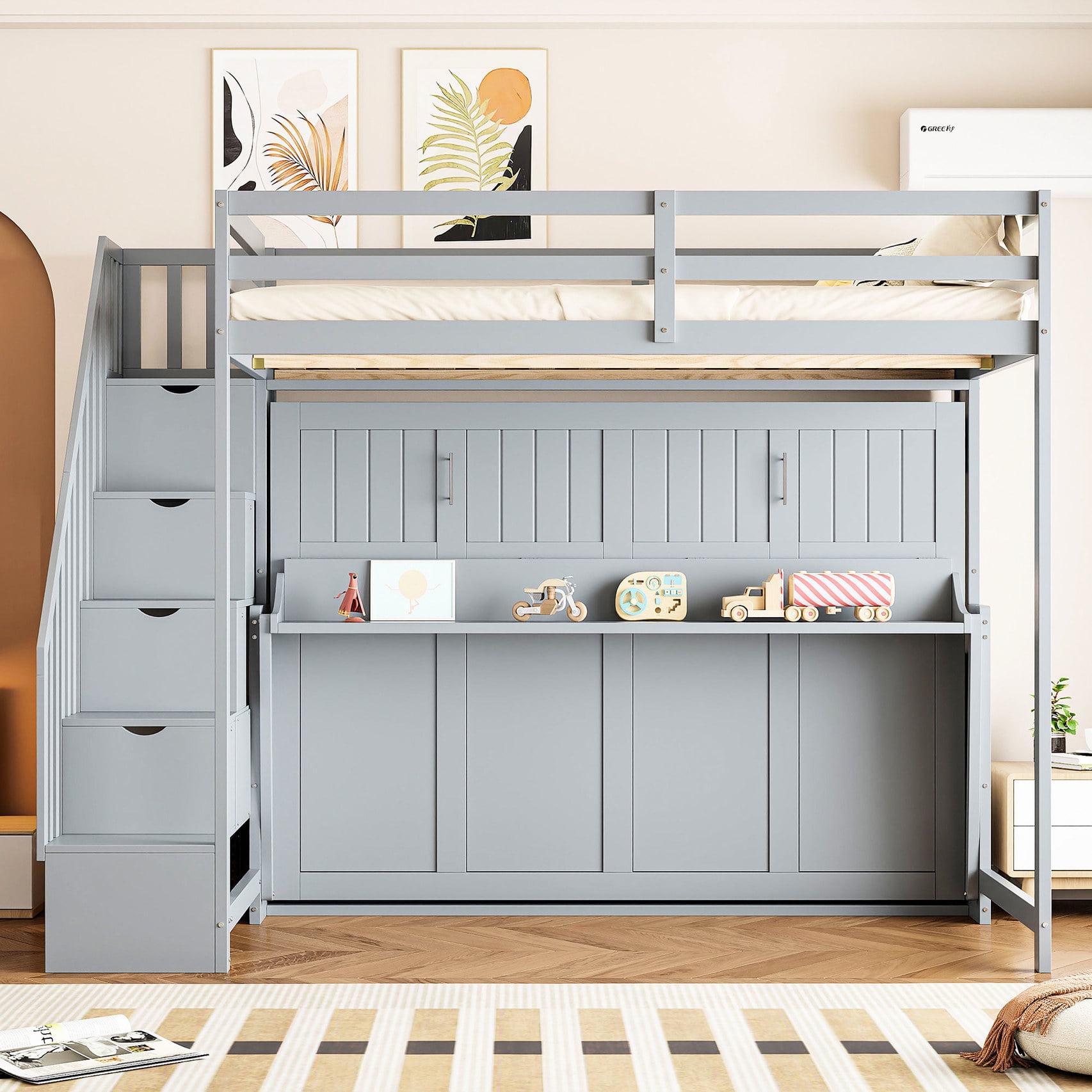 Gray Full - Size Murphy Bed | Switches between Bunk and Loft ...