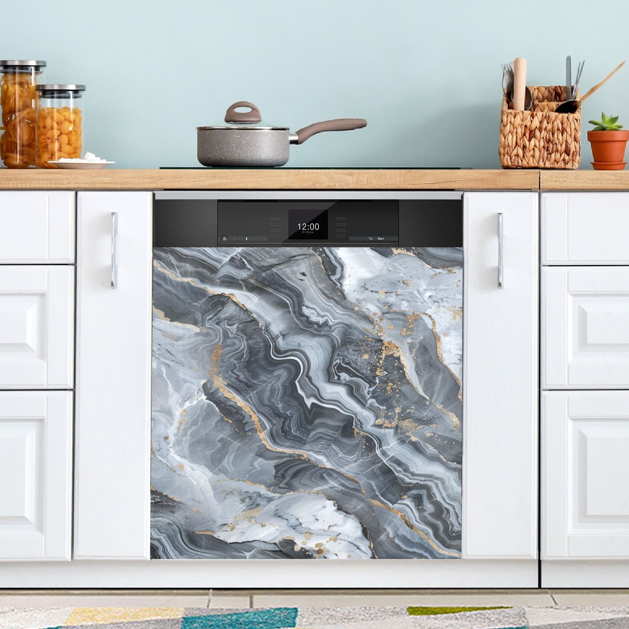 Gray Gardient Marble Dishwasher Magnet Refrigerator Magnetic Cover ...