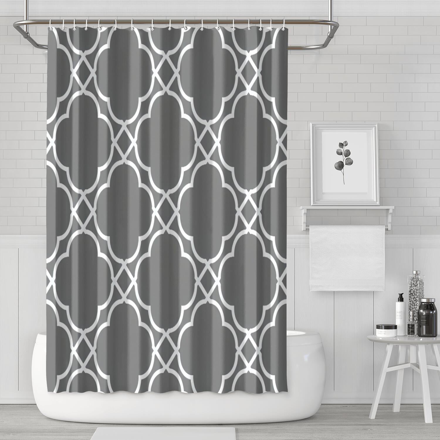 Gray Geometric Pattern Shower Curtain 72"x72" ,Bathroom Decorative ...