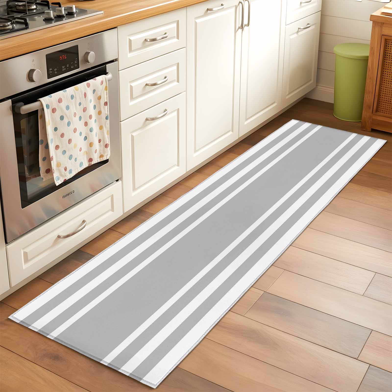 Gray Geometric Runner Rugs 2x6 ft Fringe Washable Hallway Rugs Non-Slip ...