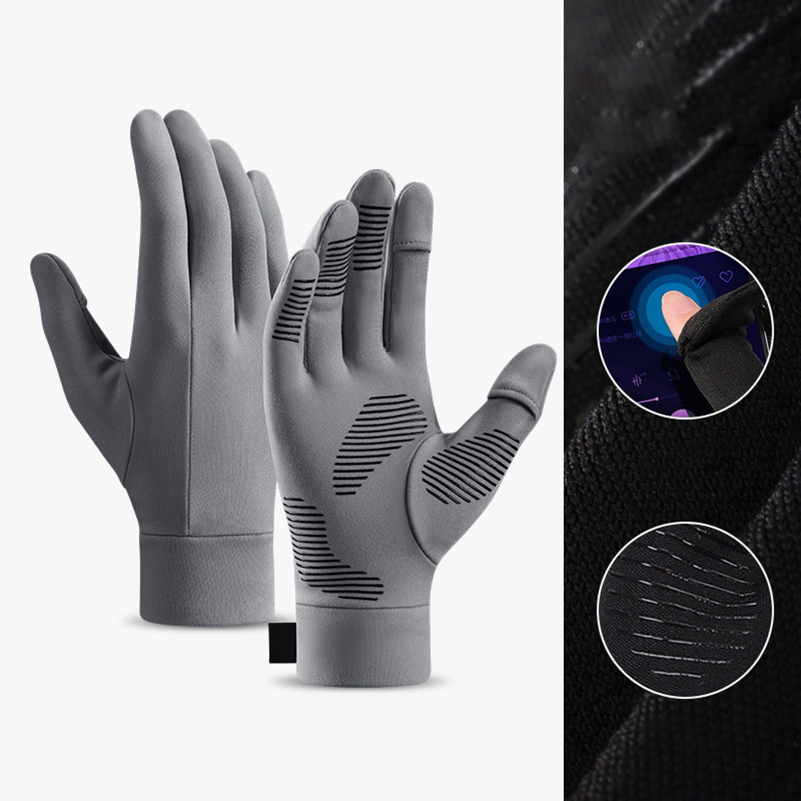 Gray Gloves Mittens Winter Gloves for Men Women Non Slip Touchscreen ...