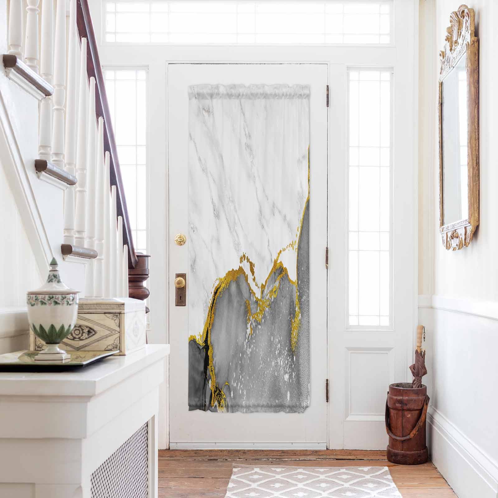 Gray Gold Marble Door Curtains for Door Window, French Sidelight Front ...