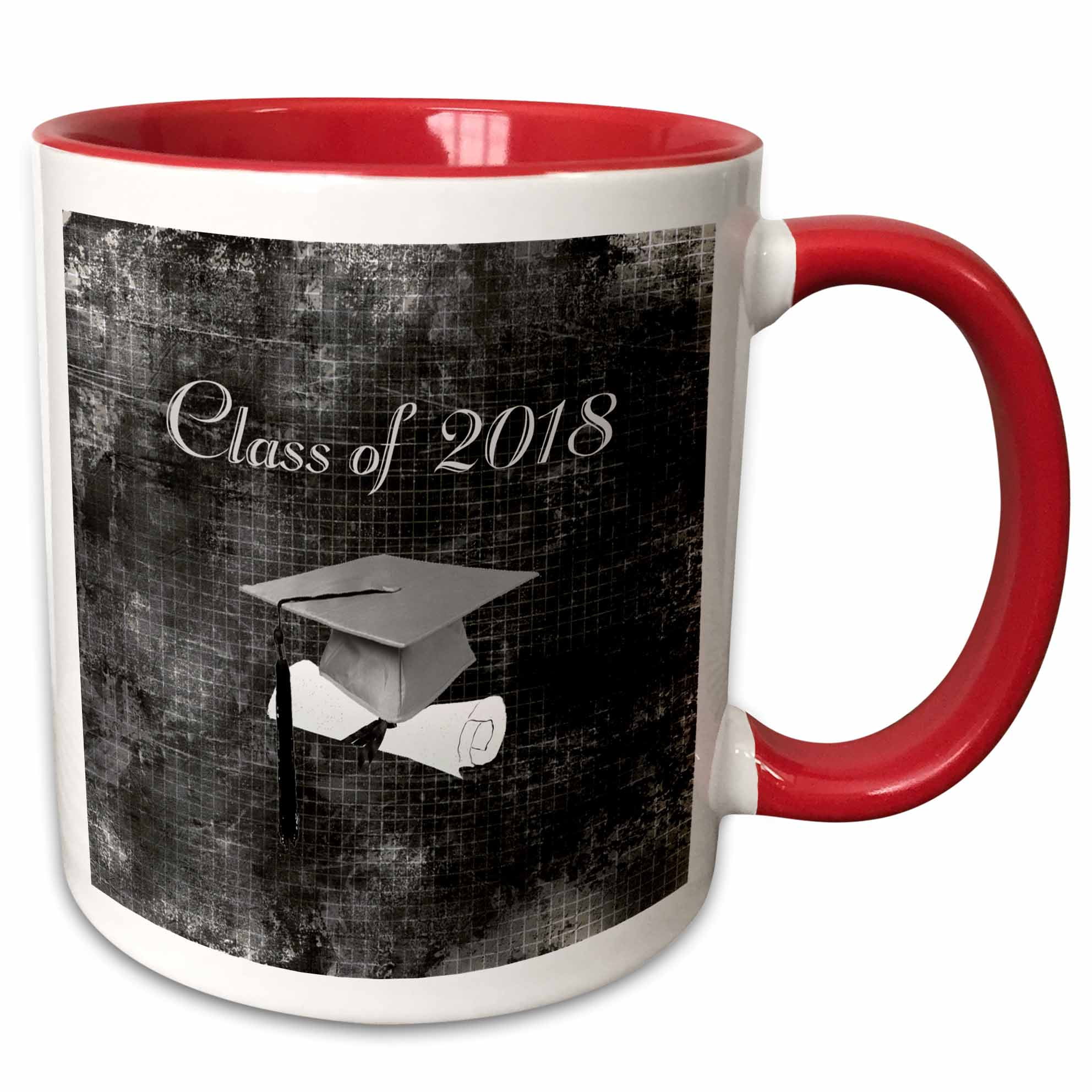 Gray Grad Cap on Diploma, Aged Graph Paper Look, Black, Class of 2018 ...