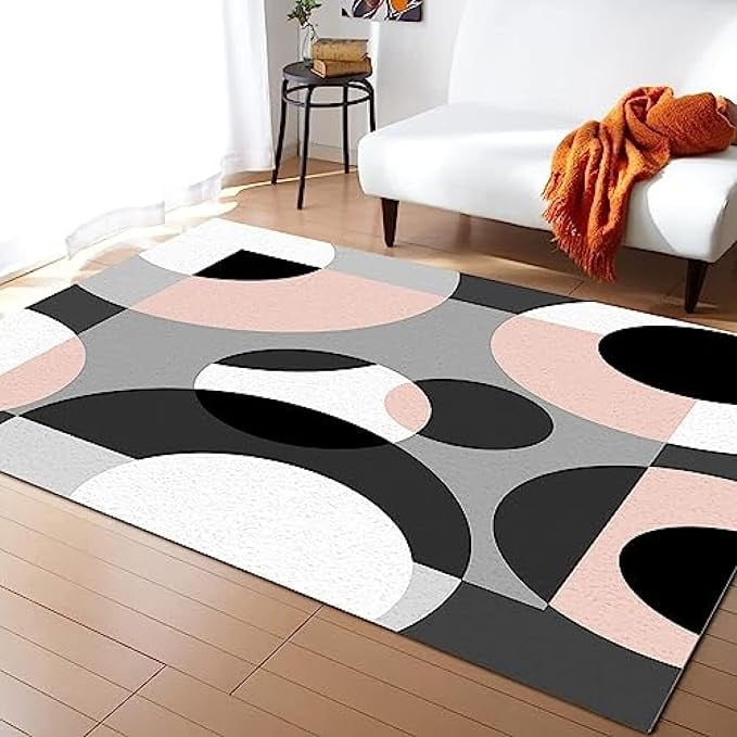 Gray Gradient Geometry Indoor Area Rug, Mid Century Modern Art Soft ...