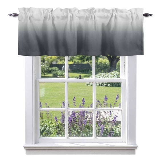 Gray Gradient Valances for Windows, Valance Window Treatment Rod Pocket ...