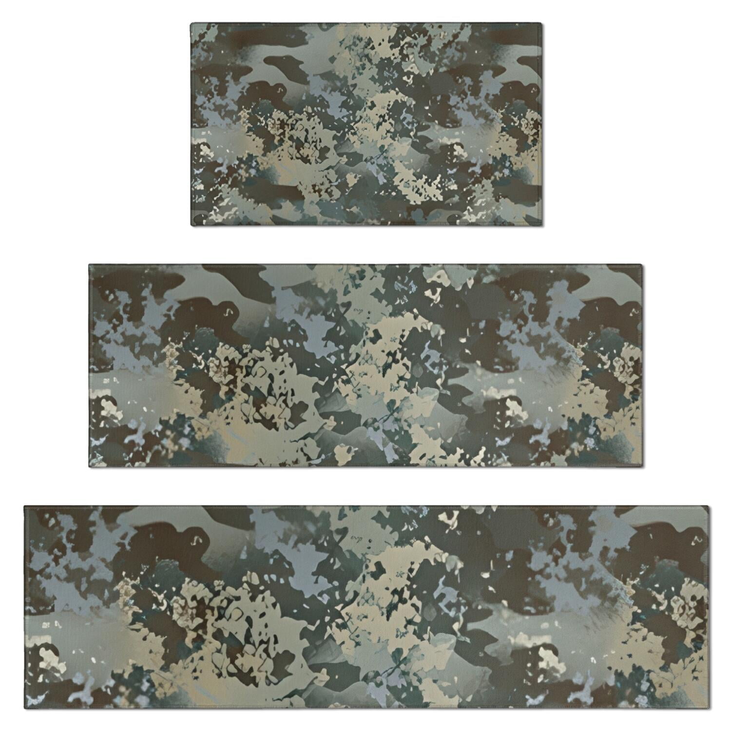 Gray Green Camo Textured Pattern Kitchen Rugs Sets Of 3,Kitchen Runner ...