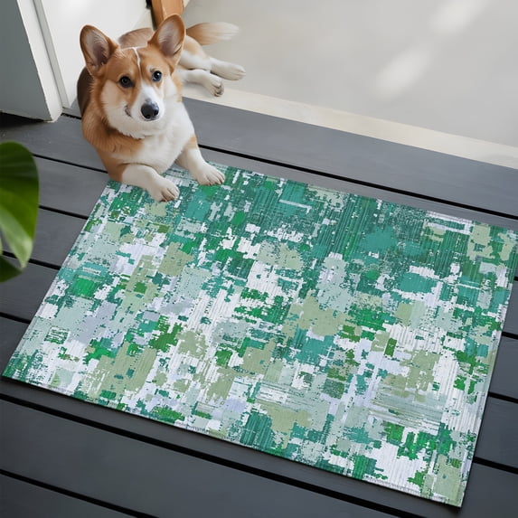 Gray Green Scratch Marks Washable Entry Rug 2x3 Abstract Industrial ...