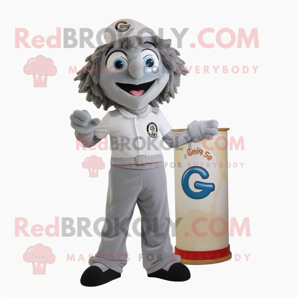 Gray Gyro REDBROKOLY mascot costume character dressed with a Capri ...
