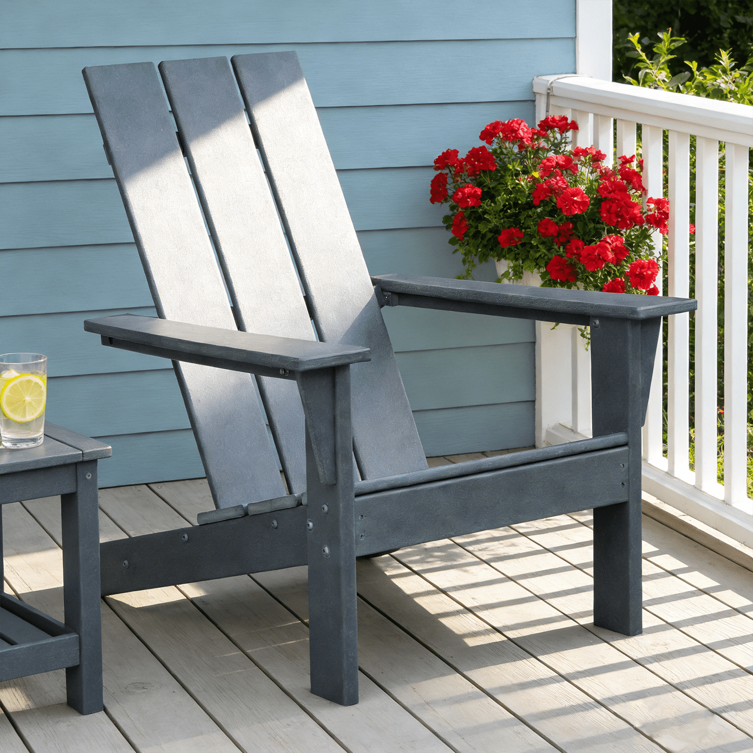 Umi Patio Adirondack Chair Lounger, Weather-Resistant HDPE Reclining ...