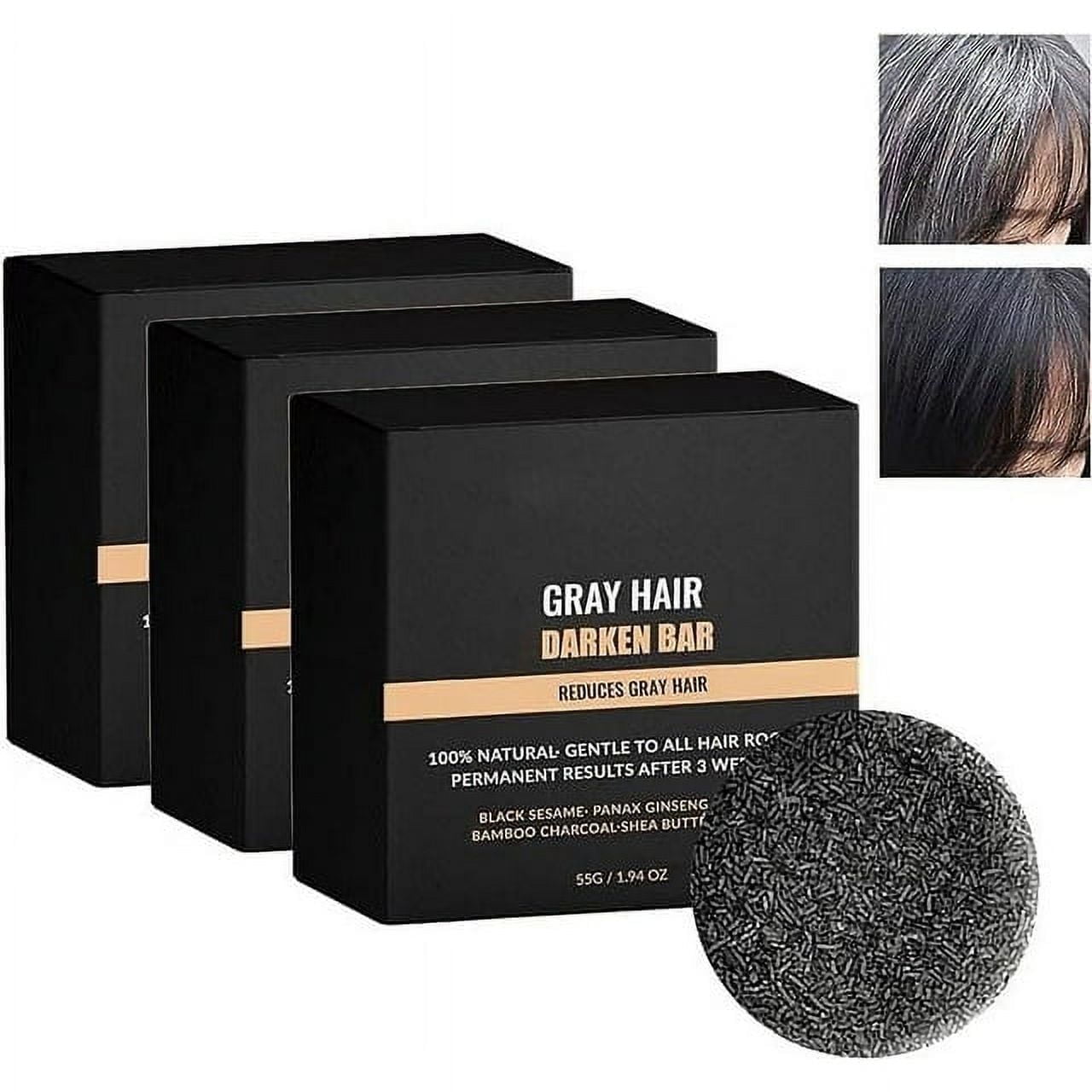 Gray Hair Coverage Soap,Gray Hair Reverse Bar,Hair Darkening Shampoo ...