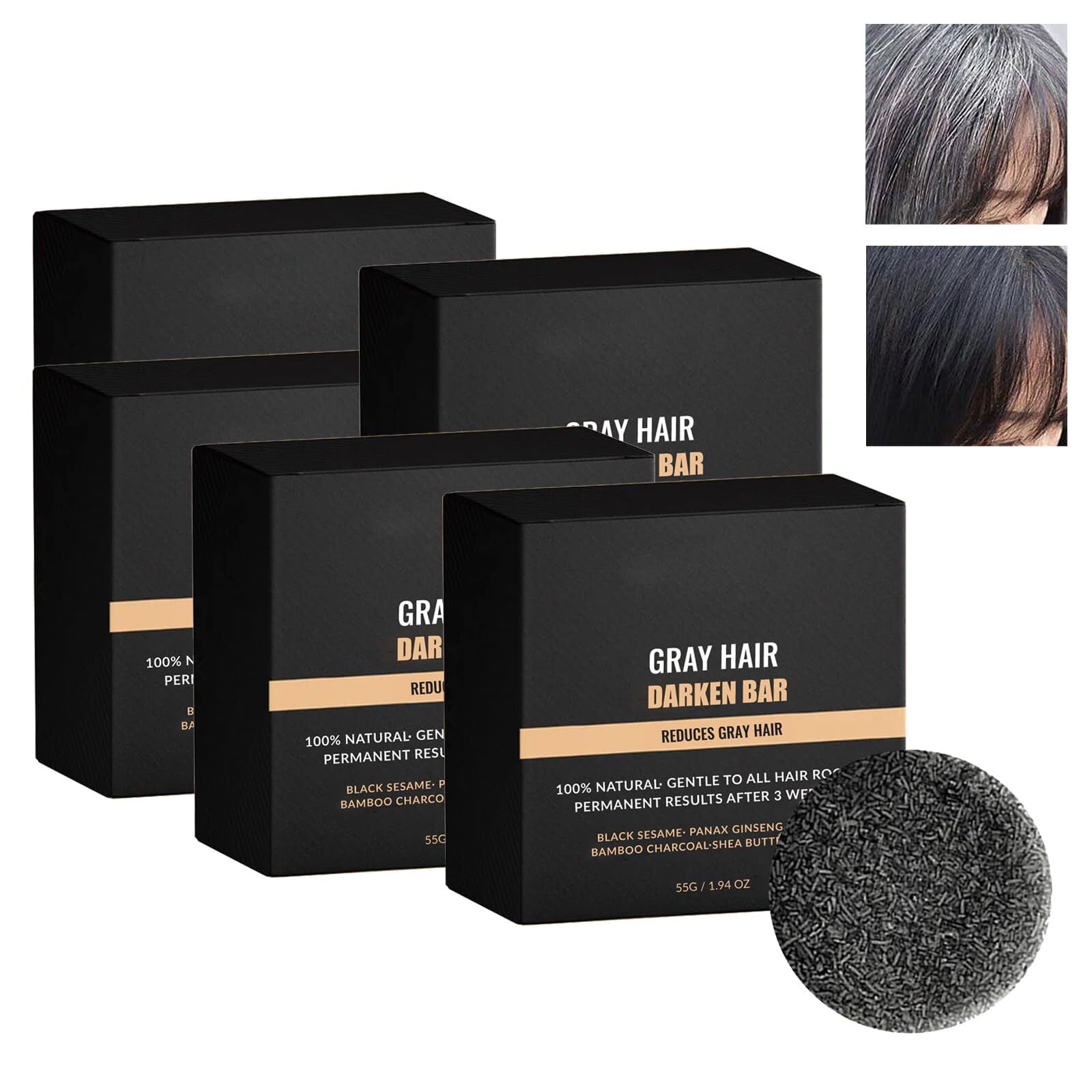 Gray Hair Reverse Bar, 55g Hair Darkening Shampoo Bar, Reverse Grey ...