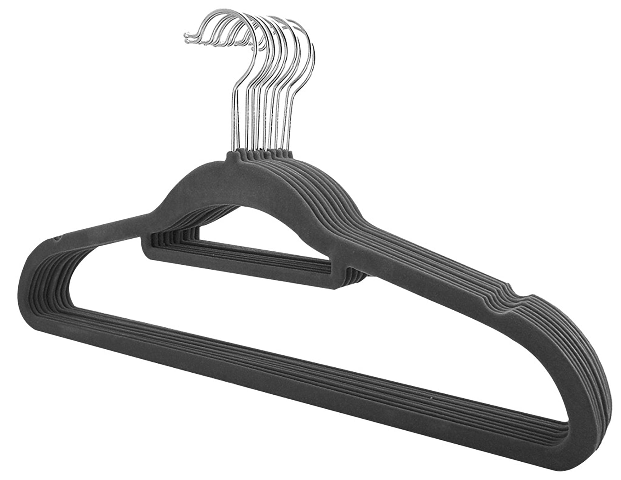 UNIWARE Flocked Suede Non-Slip Clothes Hanger with Steel Hook, Gray, 10 ...