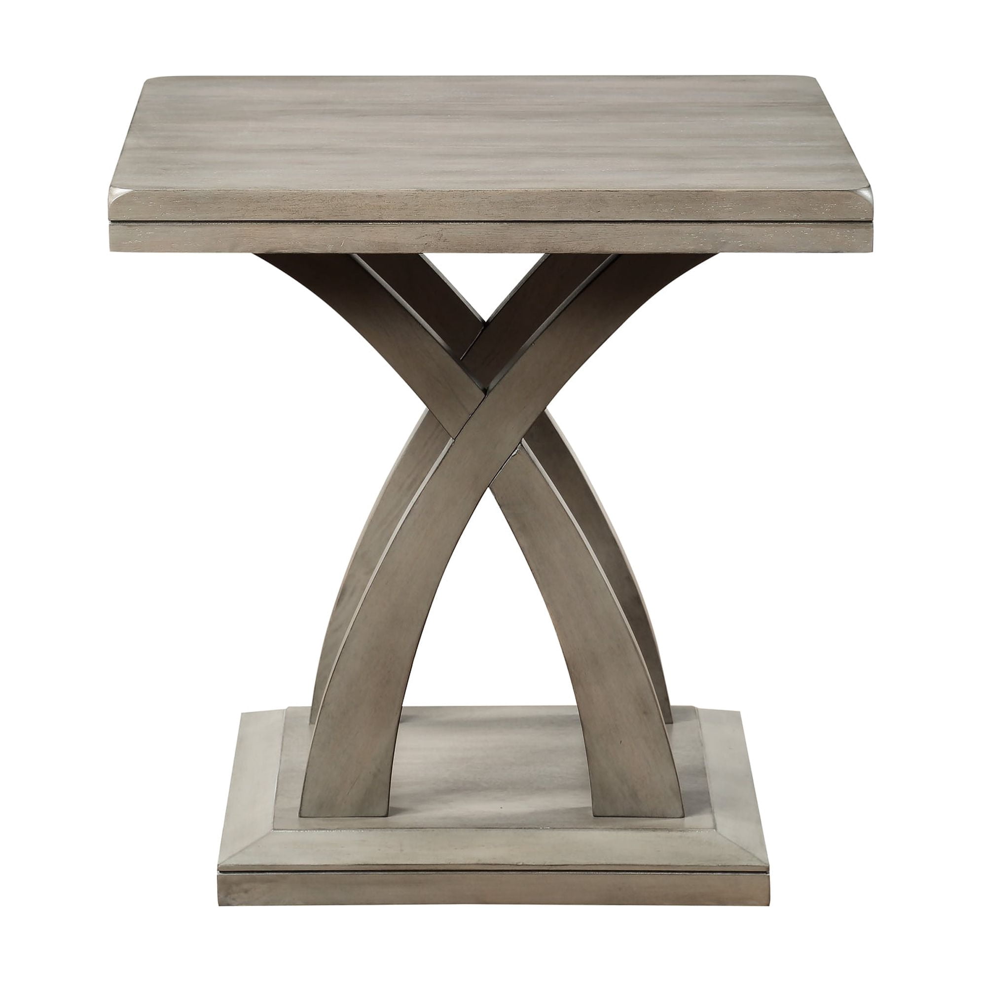 Gray Hardwood & Mango Veneer End Table - Design With Double Edge Top ...