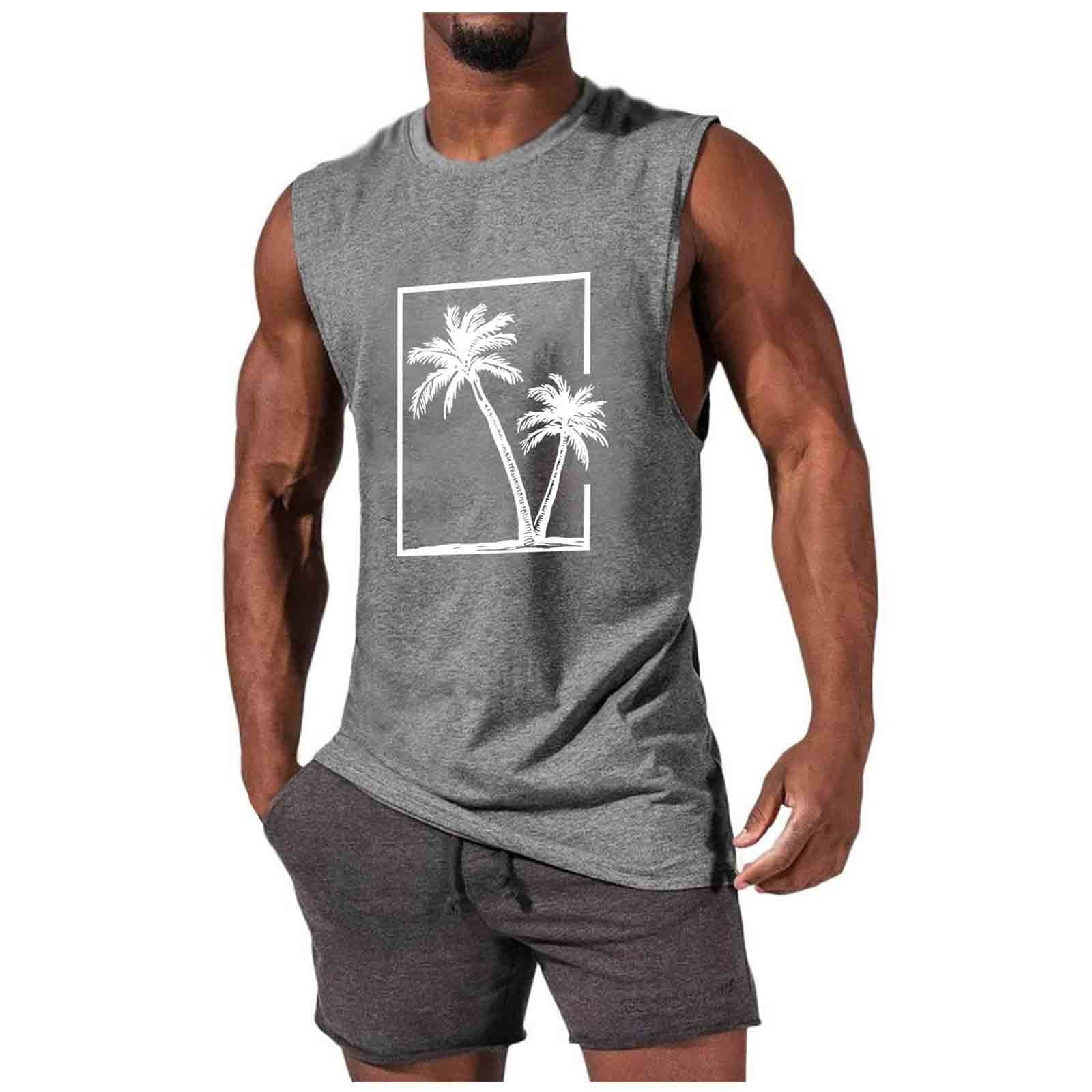 Gray Hawaiian Camisole Tank Tropical Sport Athletic Beach Lounge ...