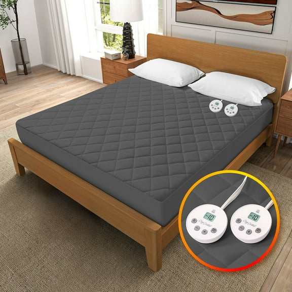 3M Scotchgard Heated Mattress Pad | Quilted Cotton Electric Bed Warmer ...