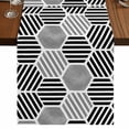 Gray Hexagon Table Runner 36 Inches Long, Modern Abstract Art Geometric ...