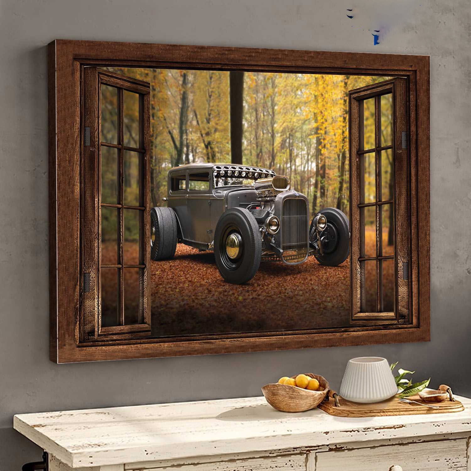 Gray Hot Rod - Hot Rod Window, Autumn Scenery 16 x 24 Inch Poster ...