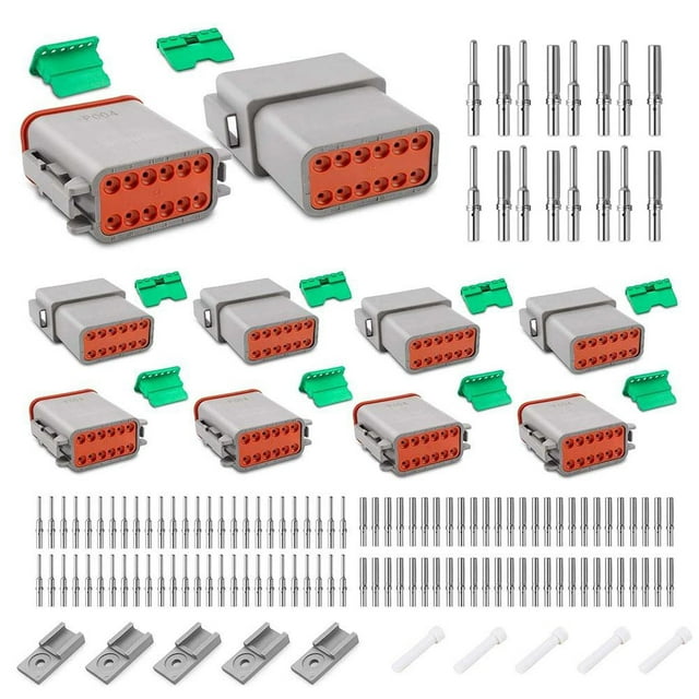 Gray IP68 Waterproof DT Connectors 5 Sets with Terminal kit Wire Gauge ...
