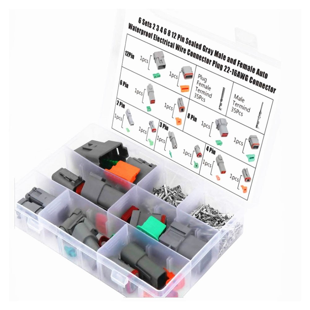Gray Ip68 Waterproof Dt Connectors 5 Sets with Terminal Kit Wire Gauge ...