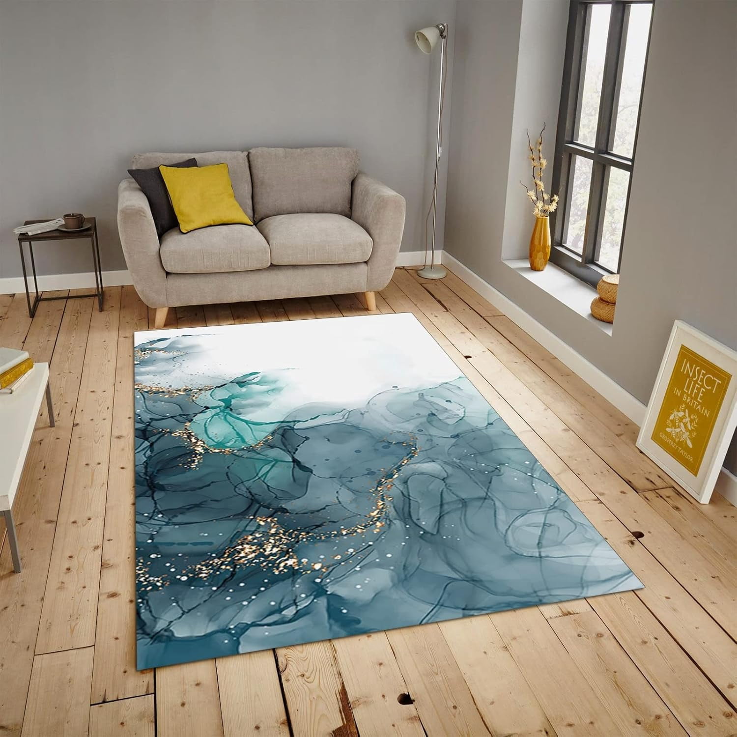 Gray Ink Art Rug, 3D Abstract Smoke Carpet, Porch Mat High Density And ...