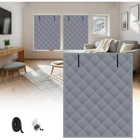 Gray Insulated Window Cover Thermal Insulated Window Kit 4 Size Windows ...