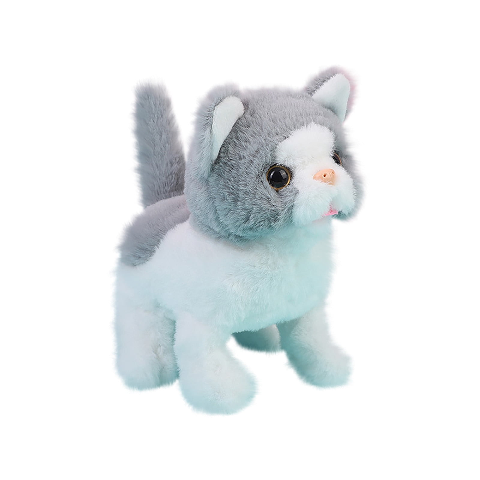 Gray Interactive Plush Kitten Toy For Kids Moving Walking Stuffed Cat ...