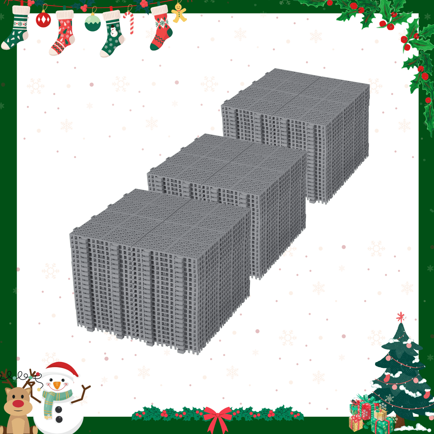 Gray Interlocking Deck Tiles Waterproof Anti-slip Outdoor Tiles Pack of ...