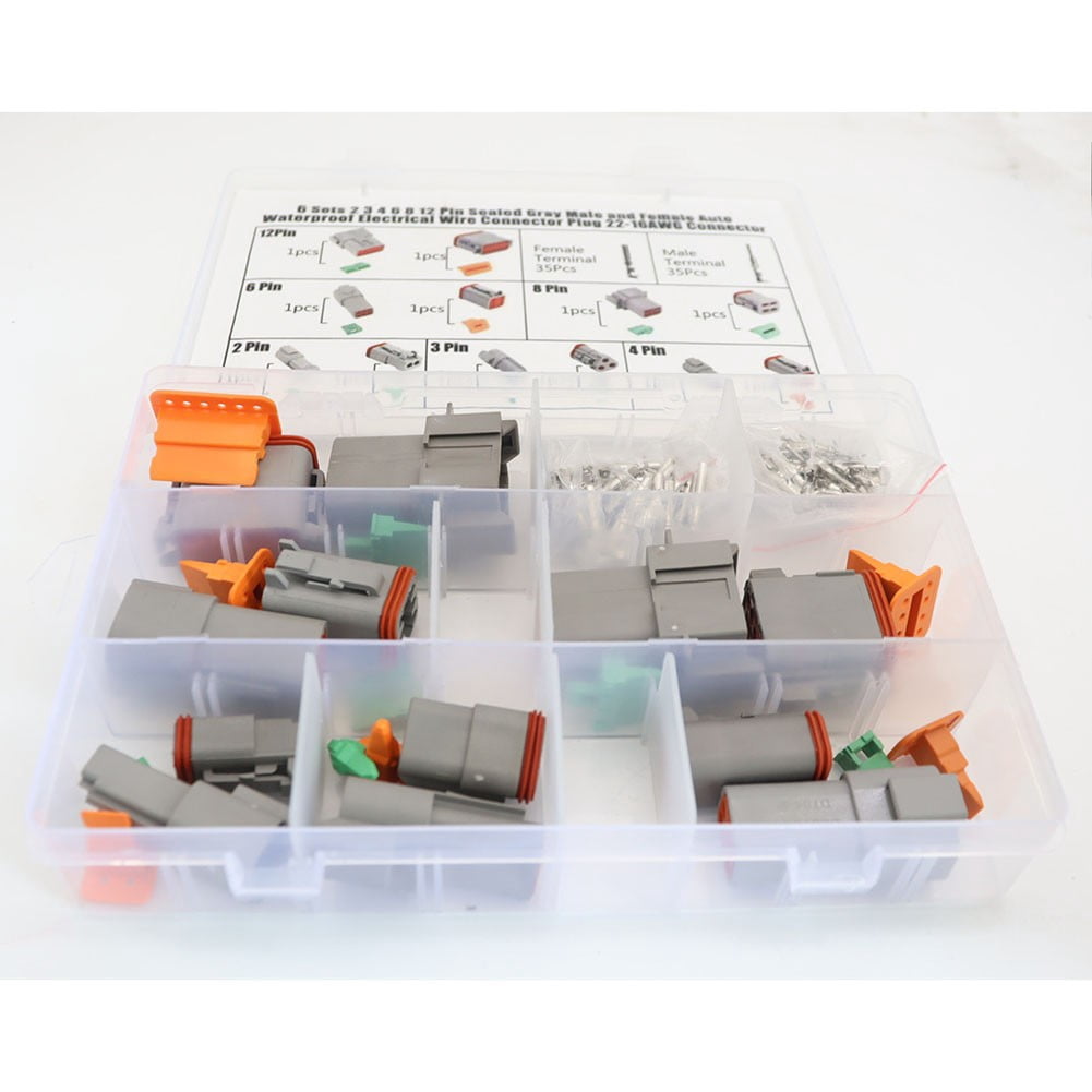 Gray Ip68 Waterproof Dt Connectors 5 Sets With Terminal Kit Wire Gauge ...