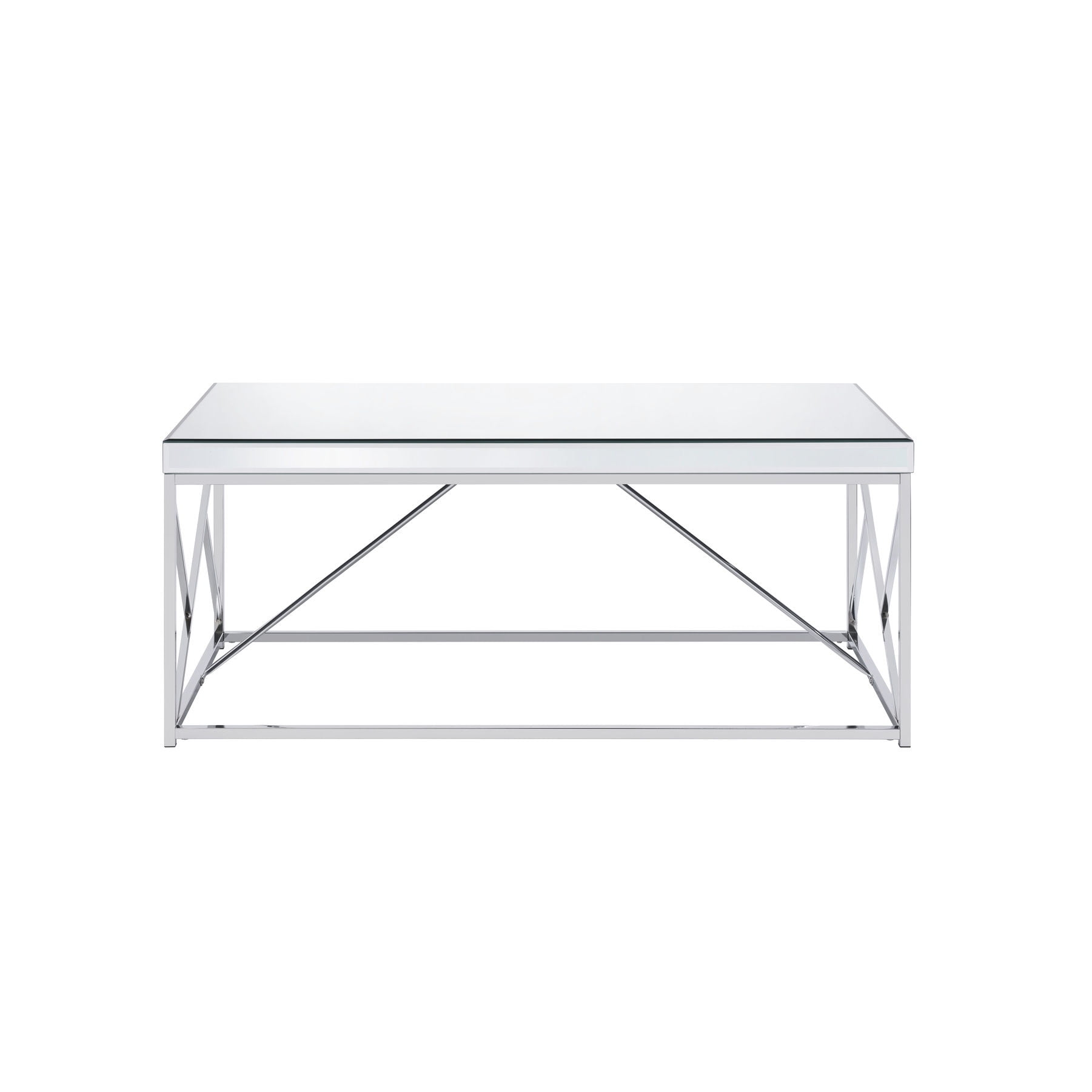 Gray Iron Mirror Cocktail Table with Chrome Finish for Modern Interiors ...