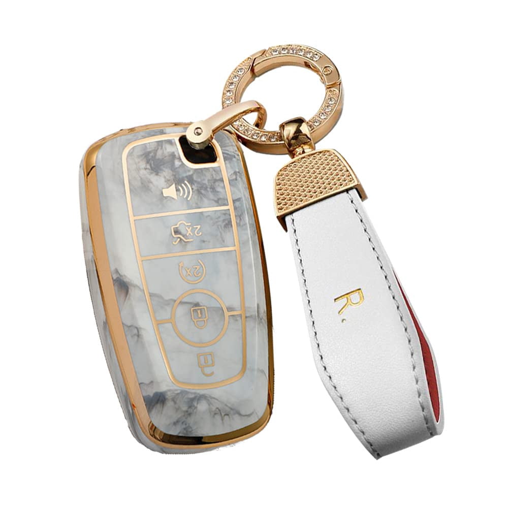 Gray Jade Pattern 5 Button Key Fob Cover for Ford Bronco Explorer 2021 ...