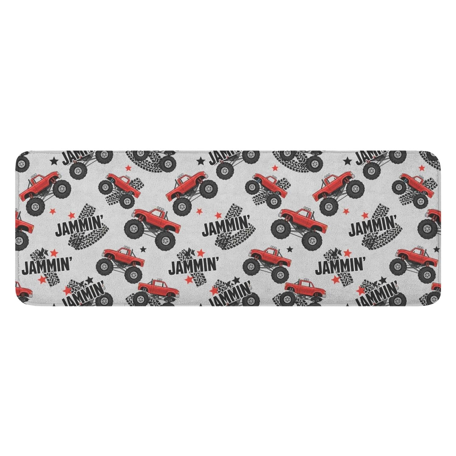 Gray Jammin Monster Cartoon Trucks Pattern Kitchen Rug Mat,Kitchen ...