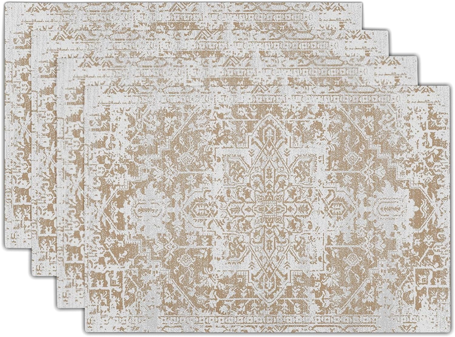 Gray Khaki Boho Placemats Set of 4 Ethnic Bohemian Carpet Place Mats ...
