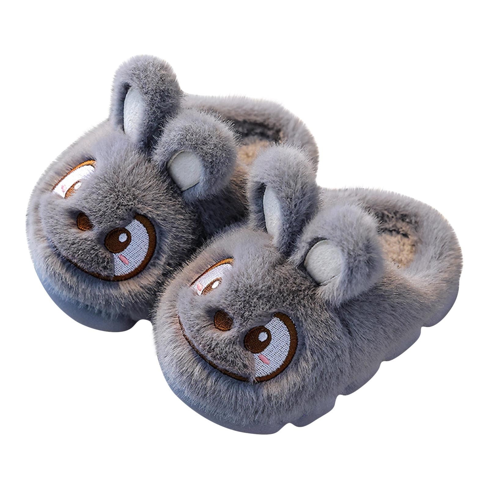 Gray Kids Cozy Slippers With Adorable Bunny Ears And Fuzzy Design ...