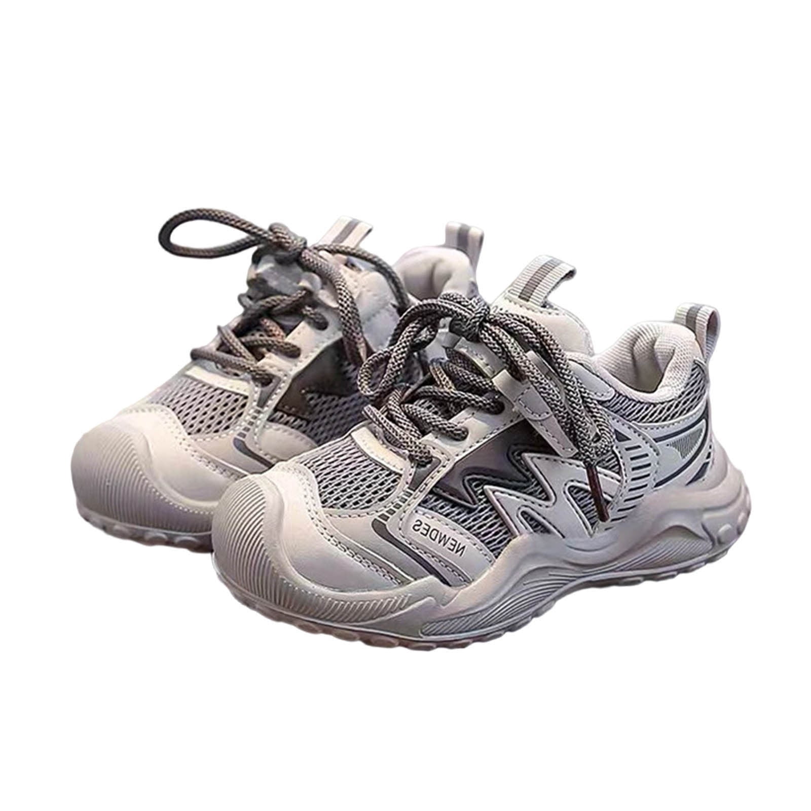 Gray Kids' Flat Bottomed Sports Shoes With Swivel Buckle And Flat ...
