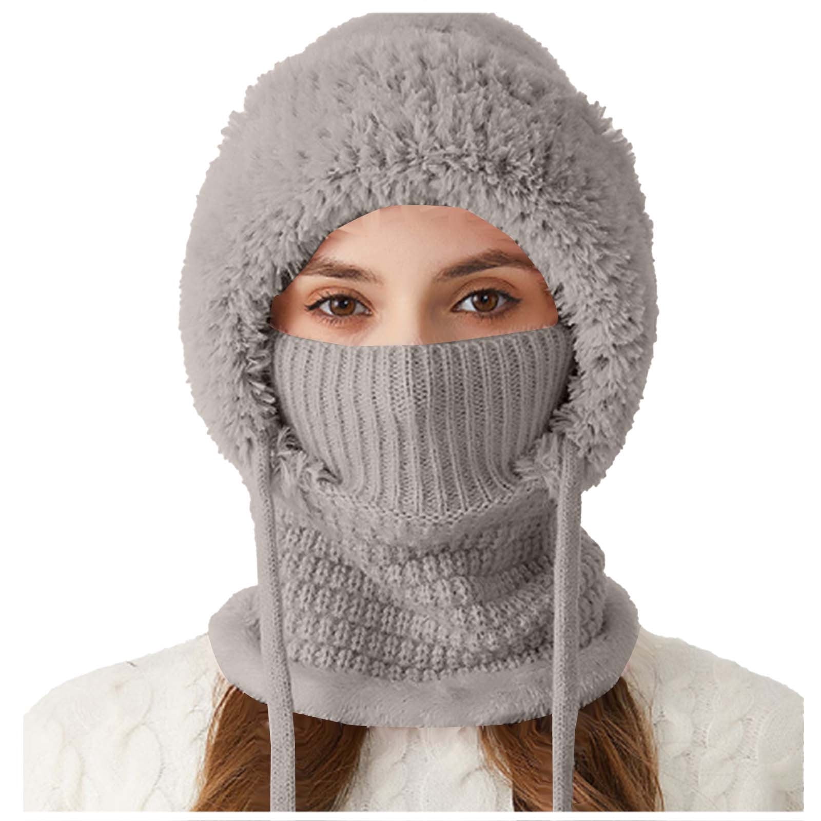 Gray Ladies Chilly Weather One-Piece Scarf Hat With Fleece Lining For ...