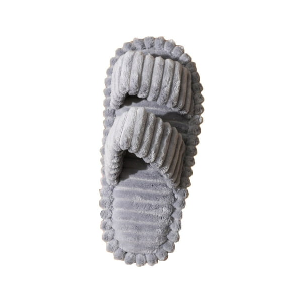Gray Ladies Cozy Slippers With Curly Texture For Home Use Soft And Warm ...